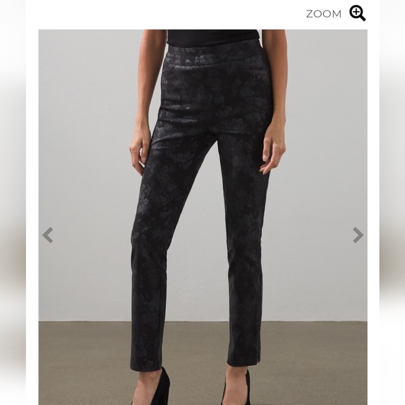 Chico's | Pants & Jumpsuits | Chicos Black Silver Embossed Santeen Pull ...